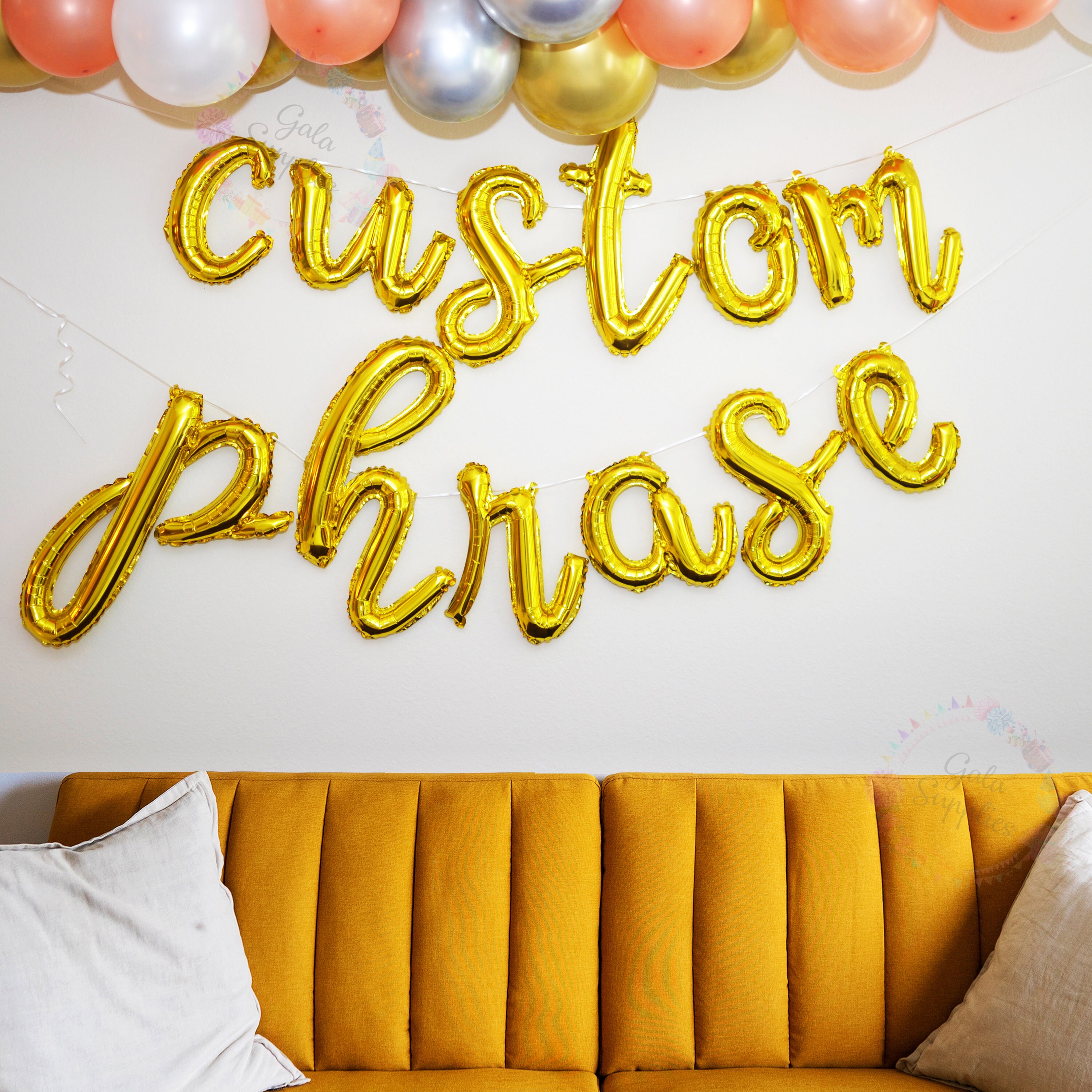 Cursive Script Letter Balloons Custom Gold Balloon Letters | Etsy