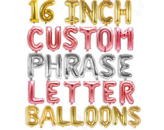 Letter Balloons Any Custom Phrase 16 Inch Alphabet & Numbers Create ...