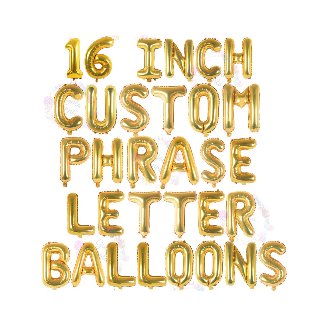 Gold Letter Balloons - 16 Inch Custom Phrase Banner | Decoration for ...