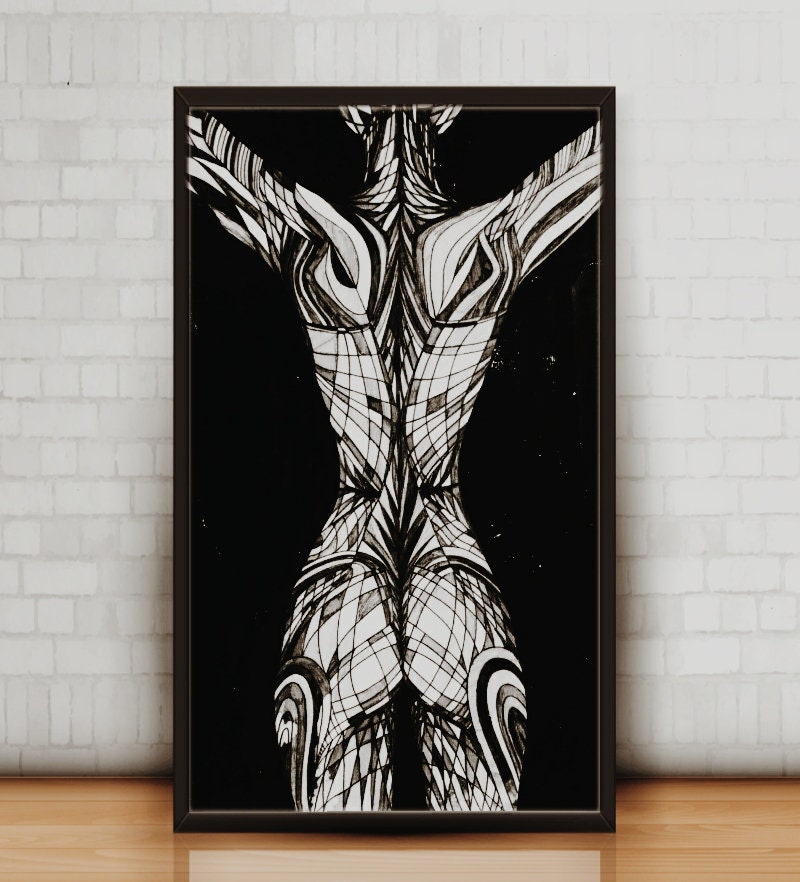 Printable Geometric Wall Art Abstract body art print human | Etsy