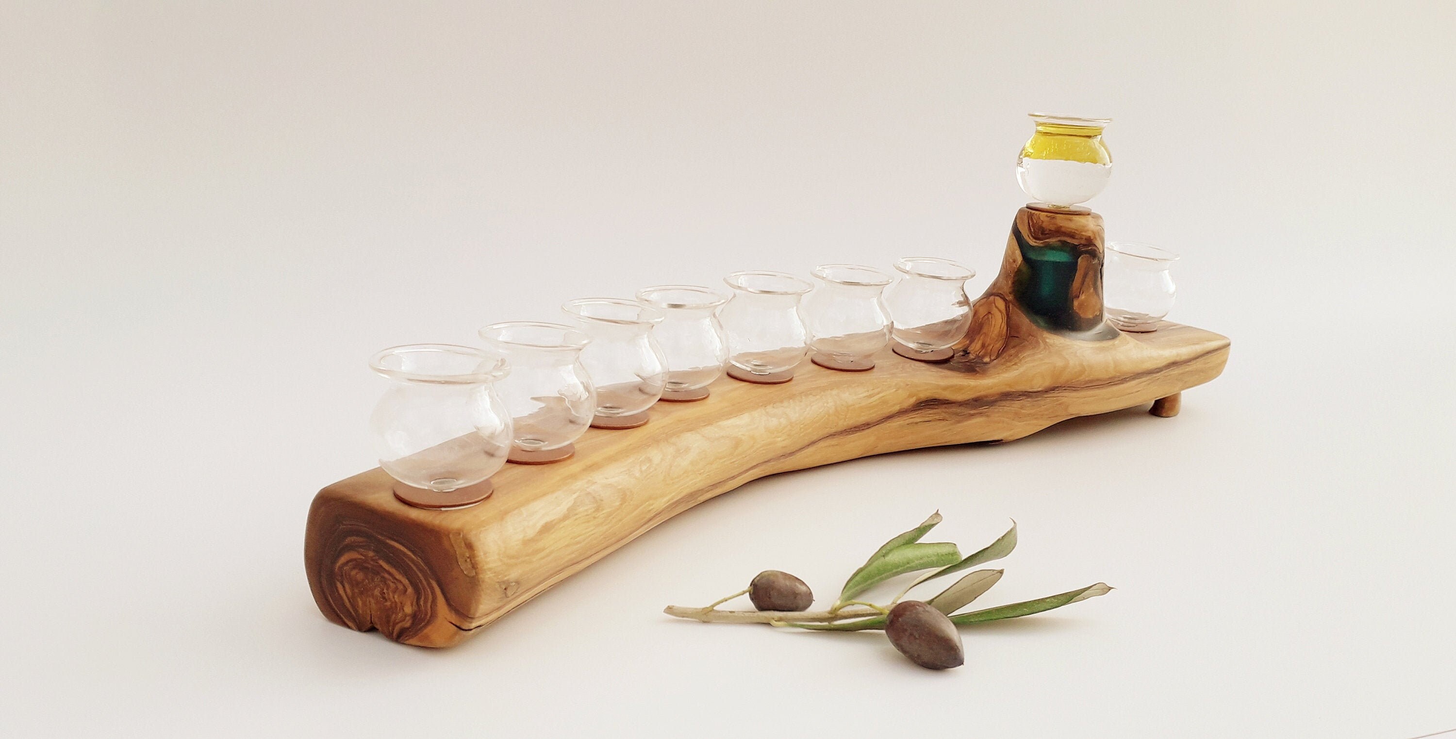 Hanukah Menorah, Menorah Made of Natural Olive Wood and Resin, Judaica ...