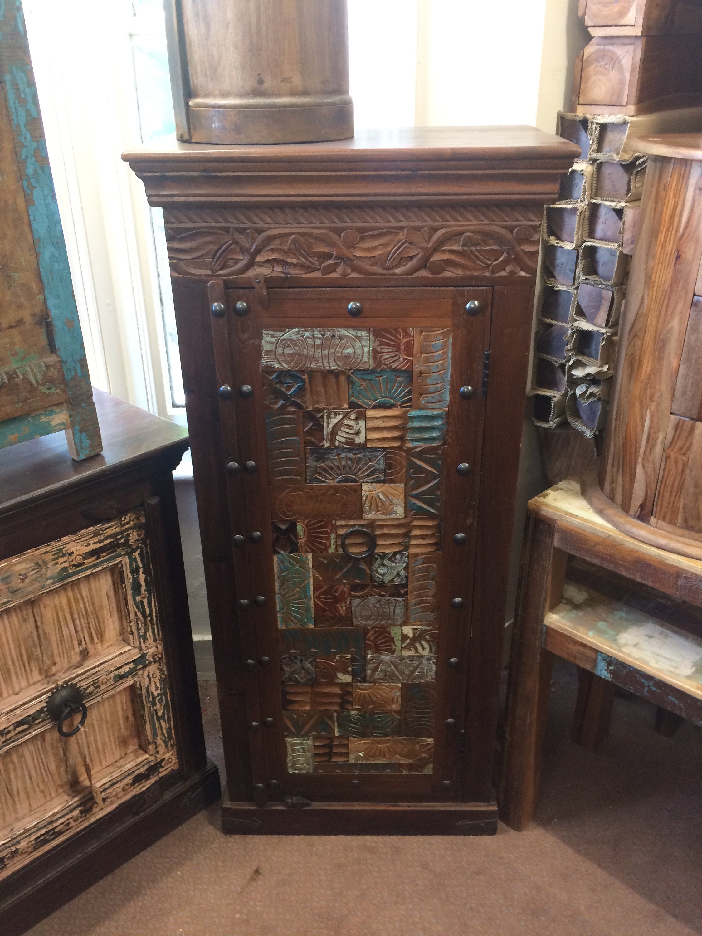 Striking Hand Carved Mixed Block Cabinet - Etsy UK