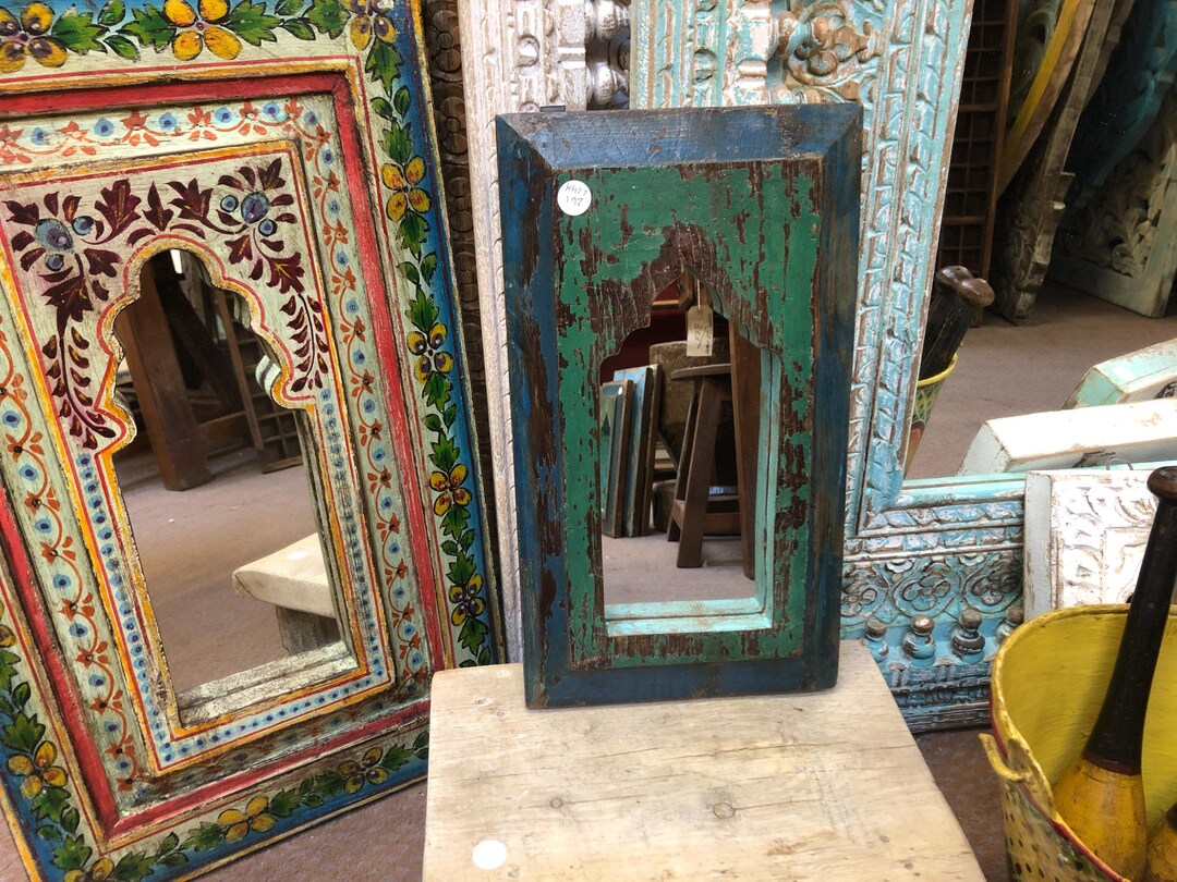 Reclaimed Hand Carved Mihrab Arch Mirror - Rajasthan Style (w22 X D3 X ...