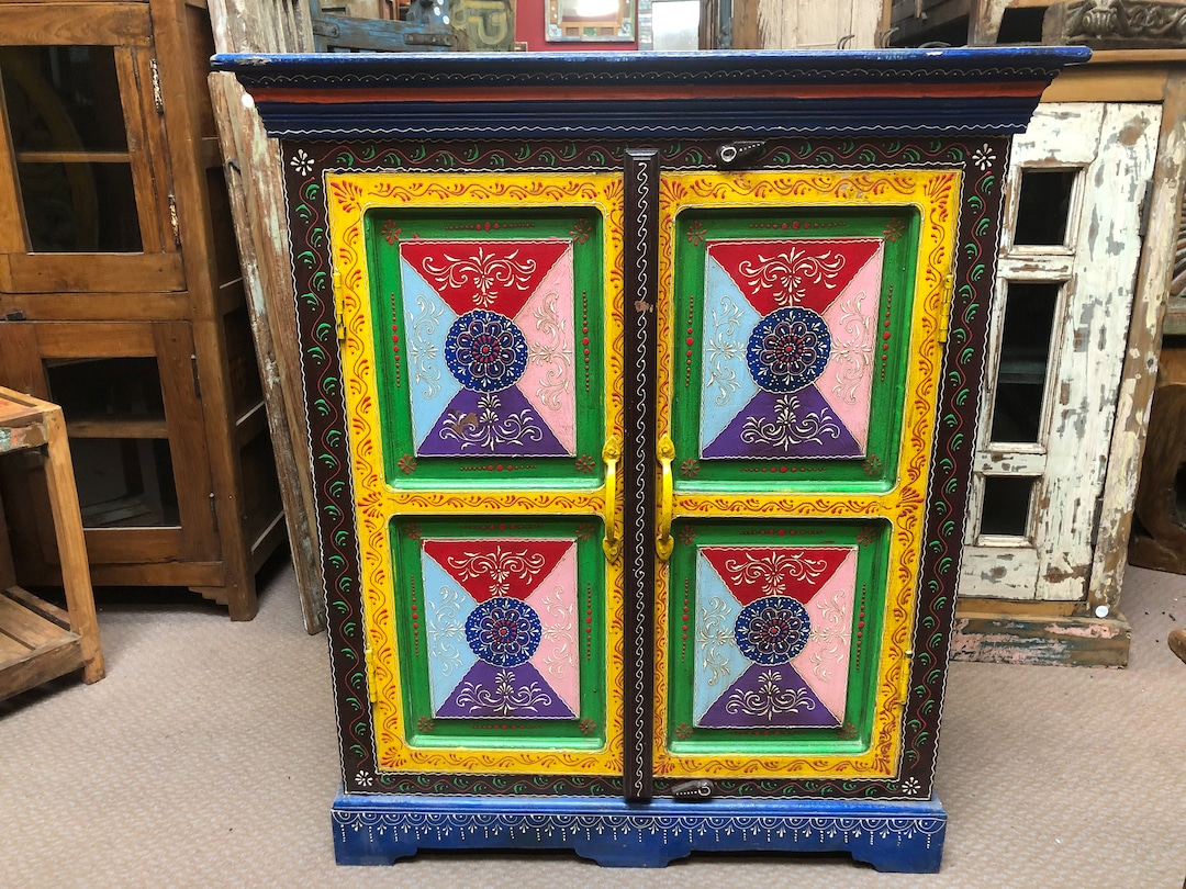 Joyful Hand Painted Colourful Cabinet - Etsy