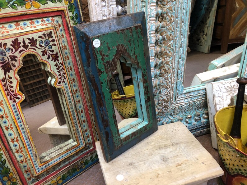 Reclaimed Hand Carved Mihrab Arch Mirror - Rajasthan Style (w22 X D3 X ...