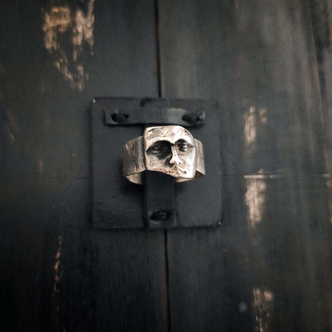 Antique Face Ring, Statue Ring, Unique Ring, Silver Face Ring, Hammered ...