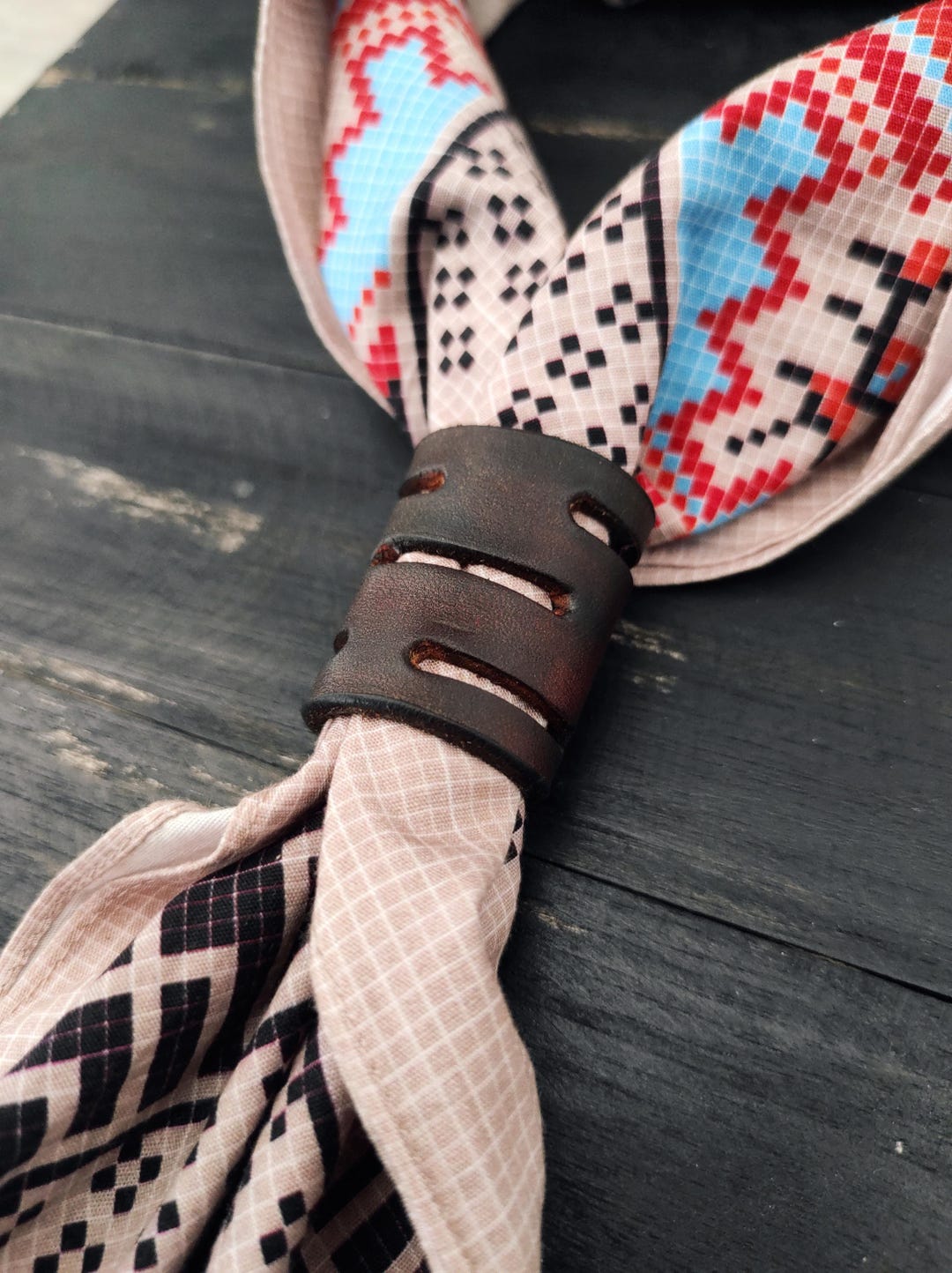 Bandana Slider in Real Vegetable Tanned Leather for Men and Women - Etsy