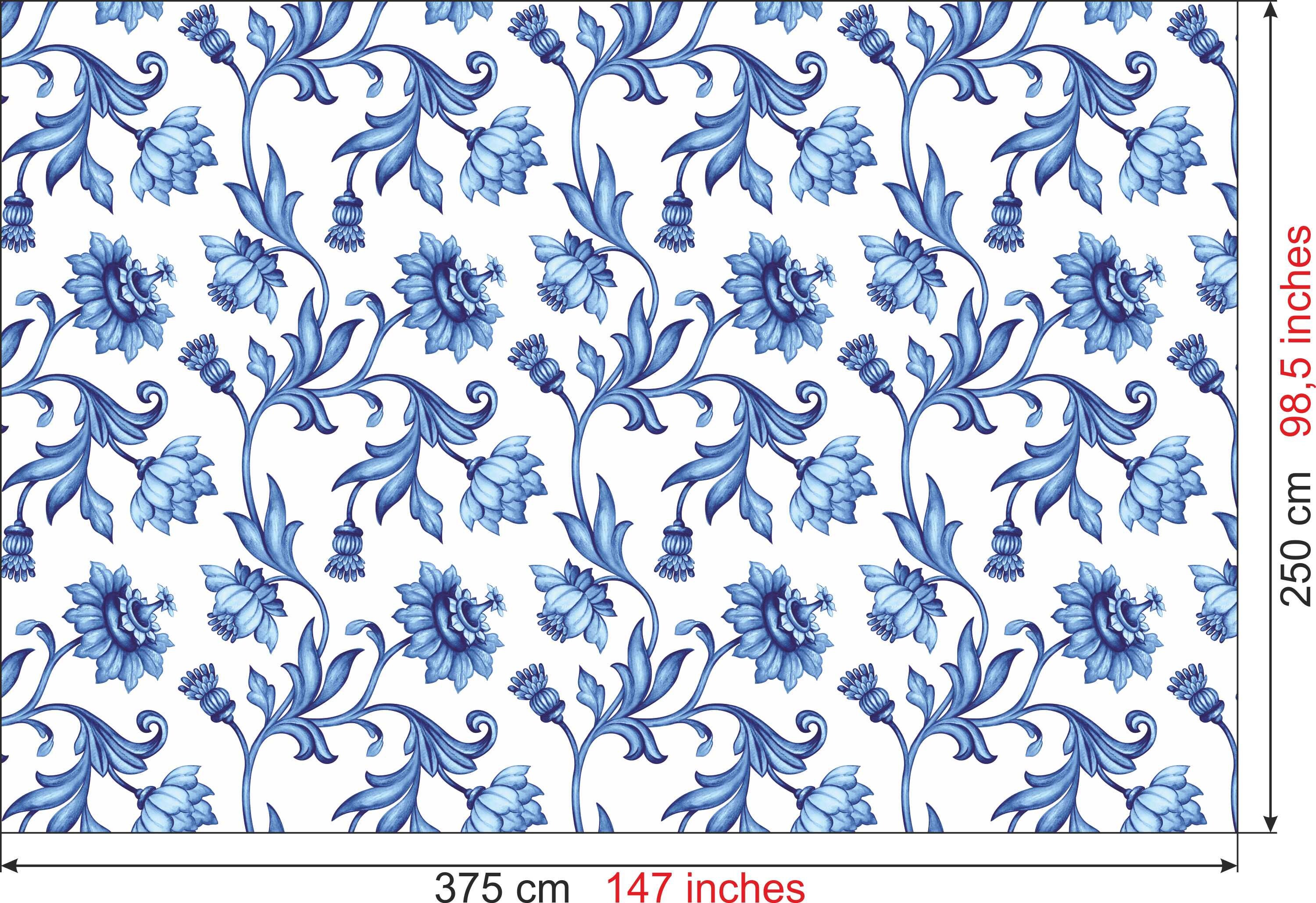Watercolor Blue Flowers and Leaves, Delft, Indigo, Vintage Botanical ...