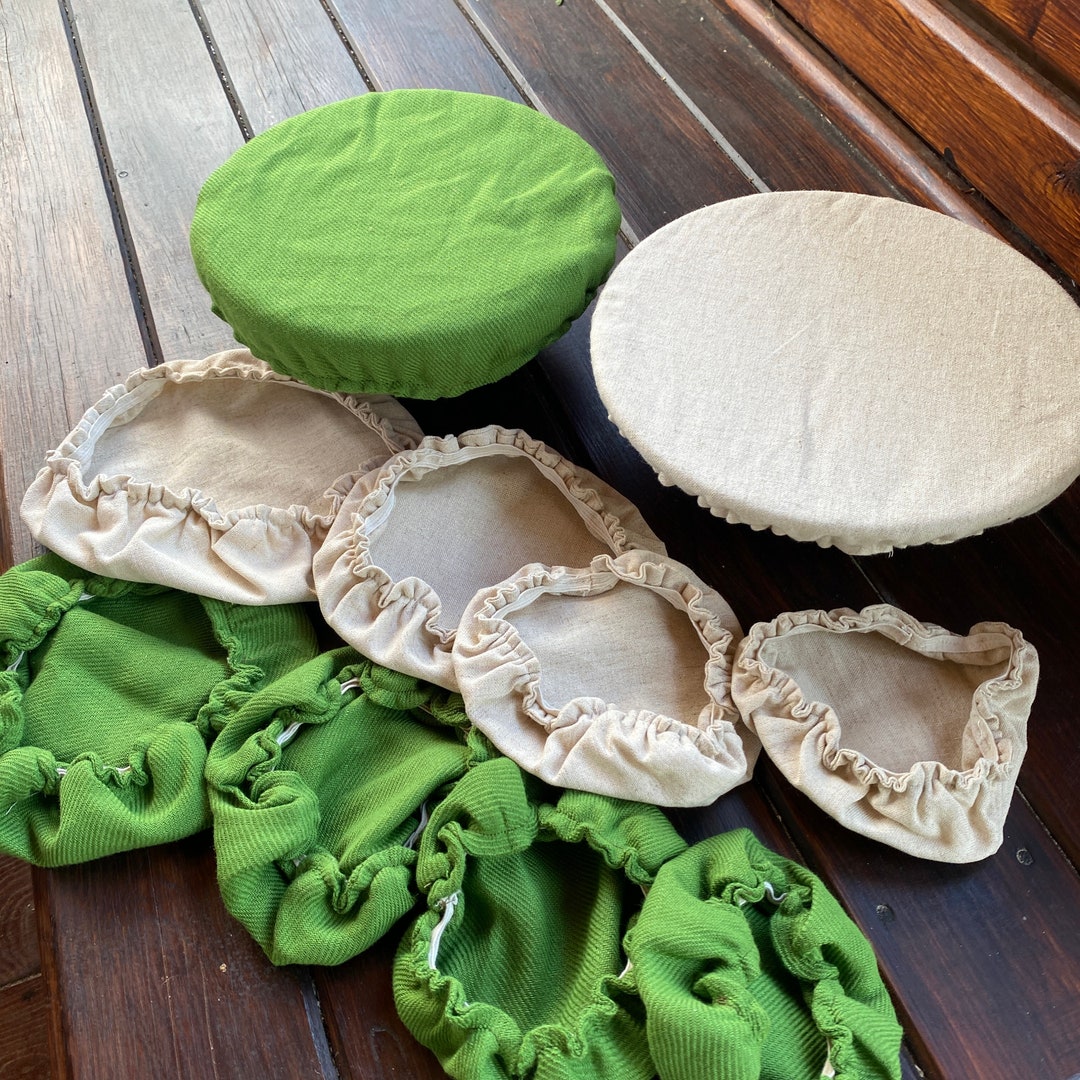 Hemp Bowl Cover- Set of 5 or 10 Pieces - Green and Natural - Possible ...