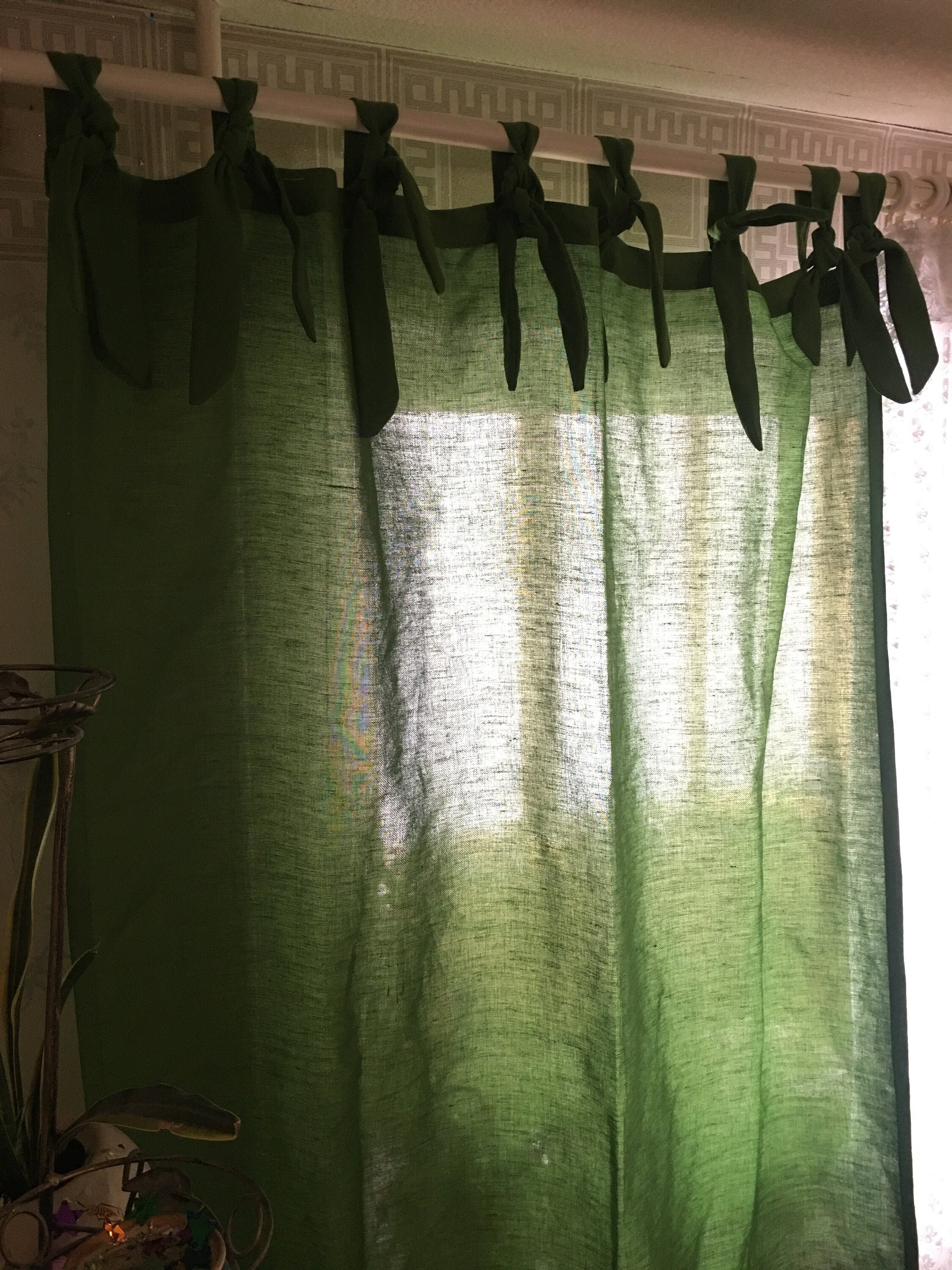 Green Hemp Curtain for Home Strings on Top Create Your Own | Etsy