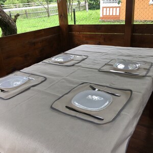 Hemp Tablecloth and 4 Hemp Napkins Set for Countrystyle Decor - Etsy