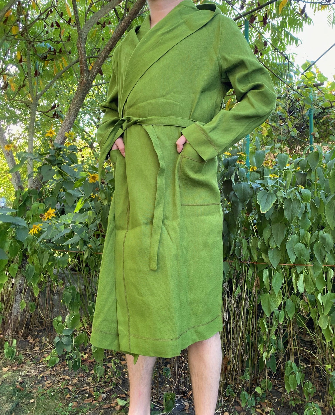 Hemp Mens Robe GREEN - Etsy