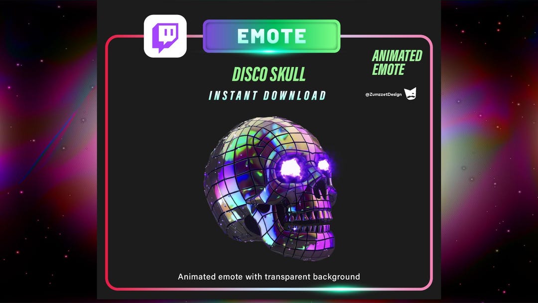 ANIMATED Disco Skull Emote for Twitch, Streamer, Gaming, Streaming ...