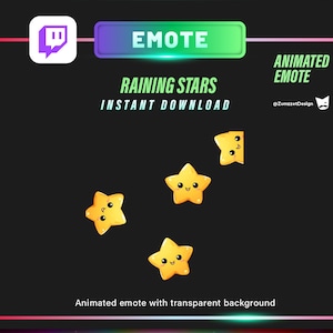ANIMATED Raining Stars Emote for Twitch, Streamer, Cute Star Emote ...