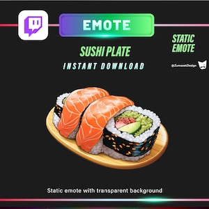 STATIC Sushi Emote Set for Twitch, Streamer, Gaming, Streaming, Stream ...