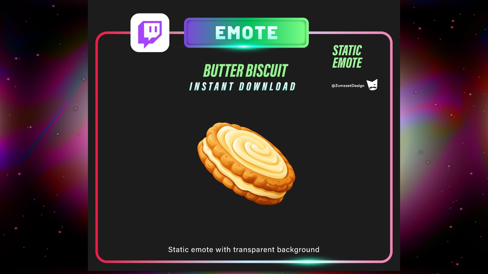 STATIC Butter Biscuit Emote for Twitch, Pink Emote, Gaming, Streaming ...