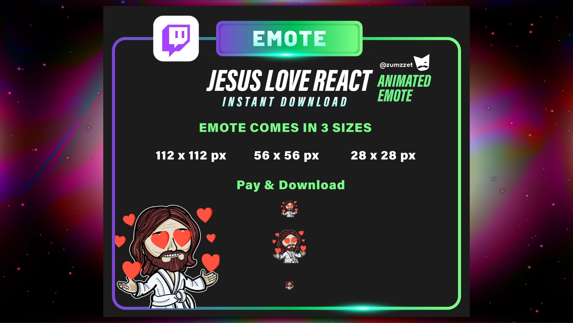 ANIMATED Jesus Emote for Twitch, Streamer, Gaming, Streaming, Stream ...