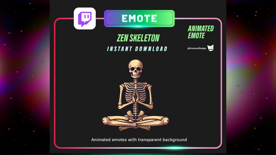ANIMATED Zen Skeleton Emote for Twitch, Streamer, Gaming, Streaming ...