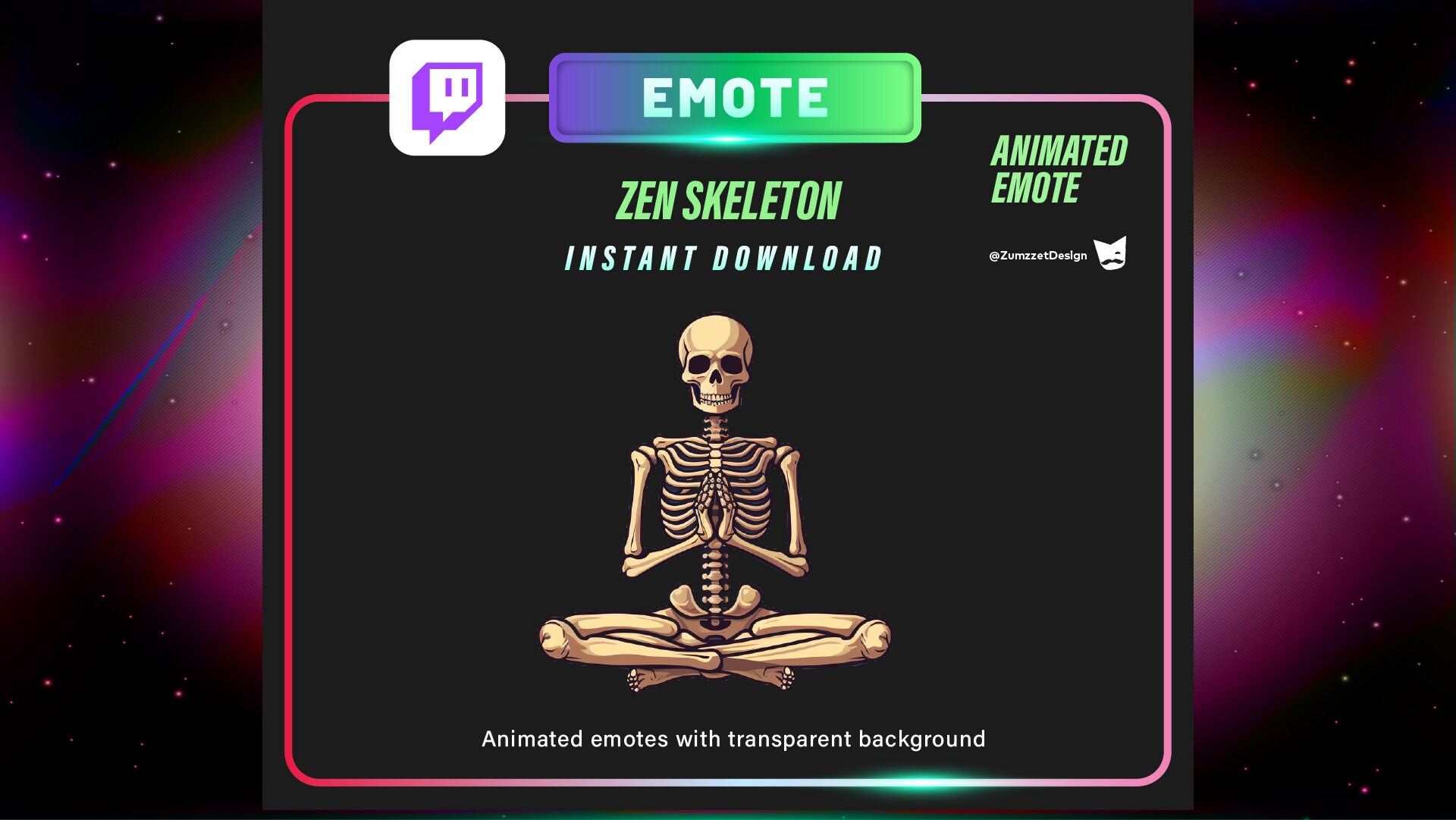 ANIMATED Zen Skeleton Emote for Twitch, Streamer, Gaming, Streaming ...