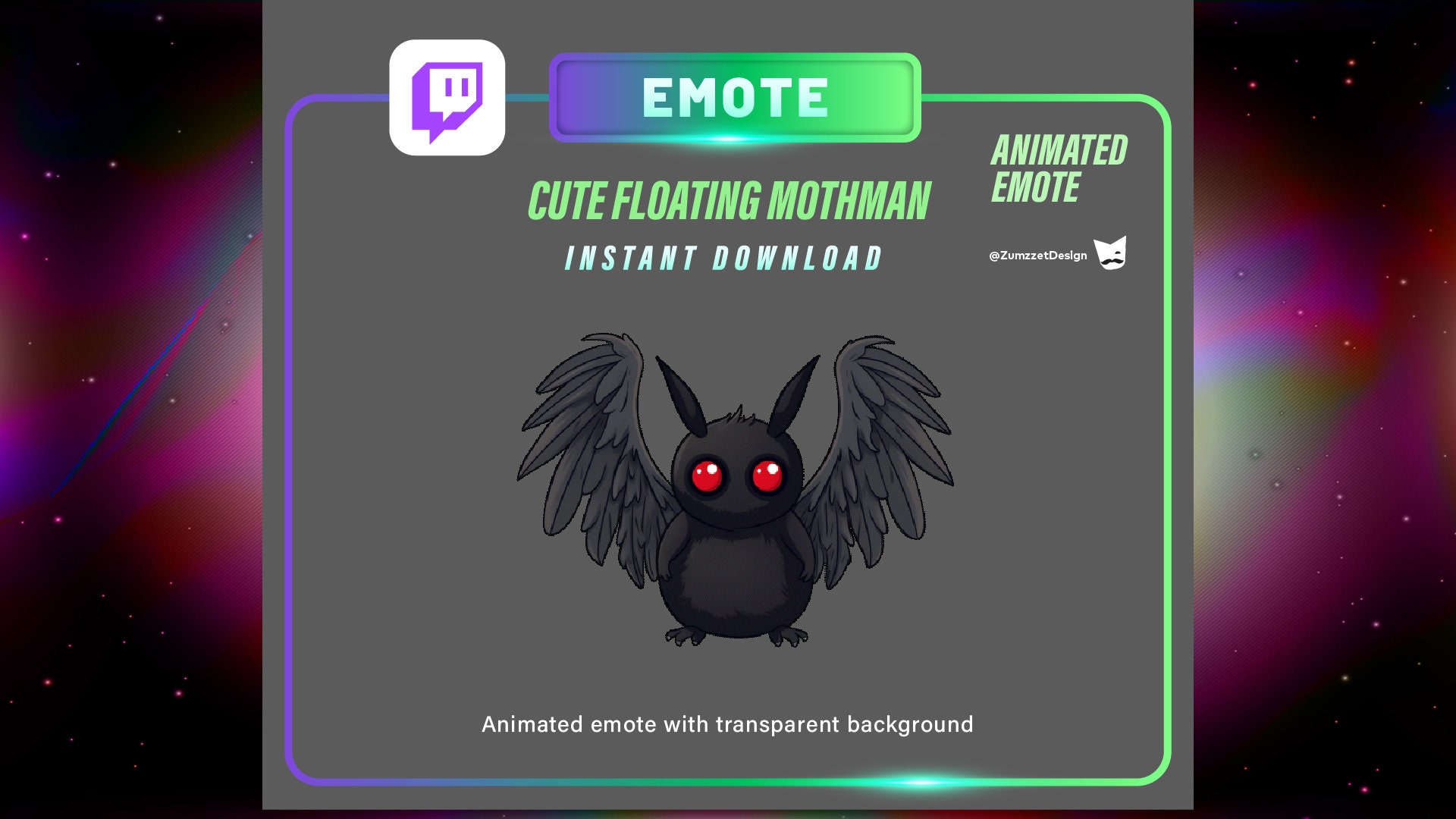 ANIMATED Mothman Emote for Twitch, Streamer, Gaming, Streaming, Stream ...