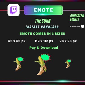 ANIMATED Corn , Streamer, Gaming, Streaming, Stream Emotes, Hand Emote ...