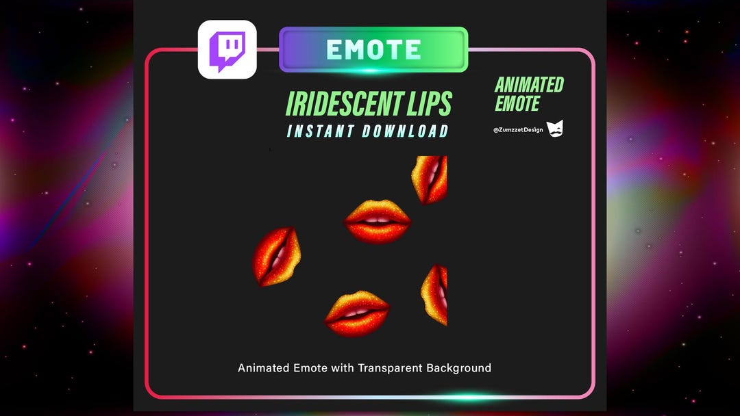 Animated Raining Lips Twitch Emote, Neon Iridescent (digital Download ...