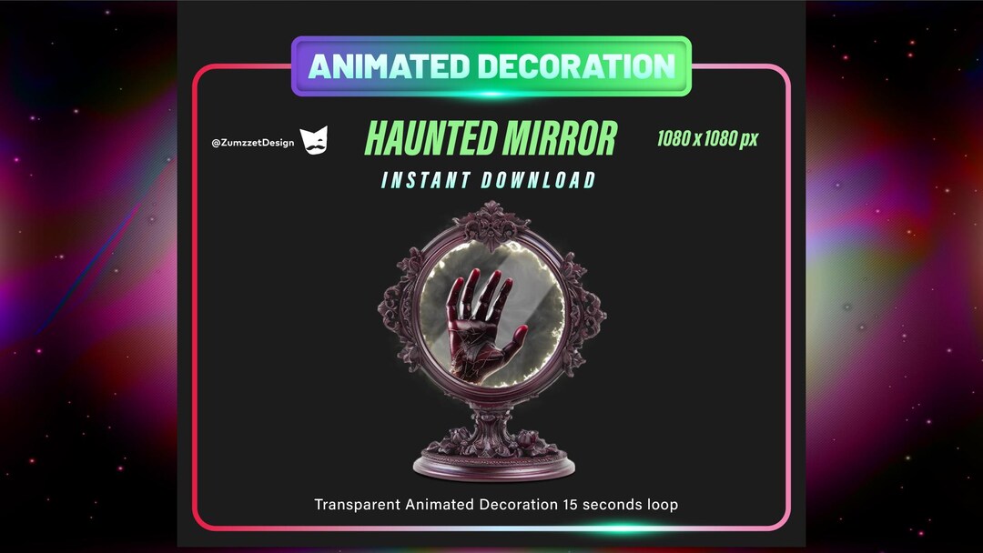 Animated Haunted Mirror Stream Overlay: Spooky Vtuber Decoration ...