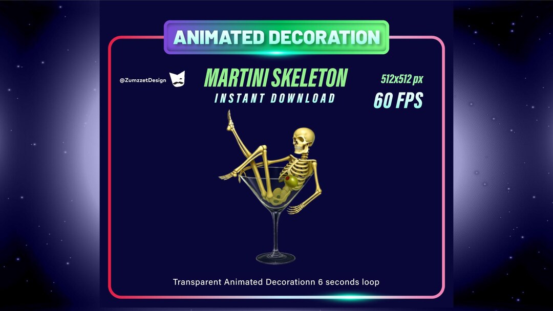 Animated Skeleton Martini Stream Overlay: Spooky Halloween Vtuber ...