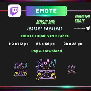 ANIMATED Neon Music Mixer Emote for Twitch, Streamer, Gaming, Streaming ...