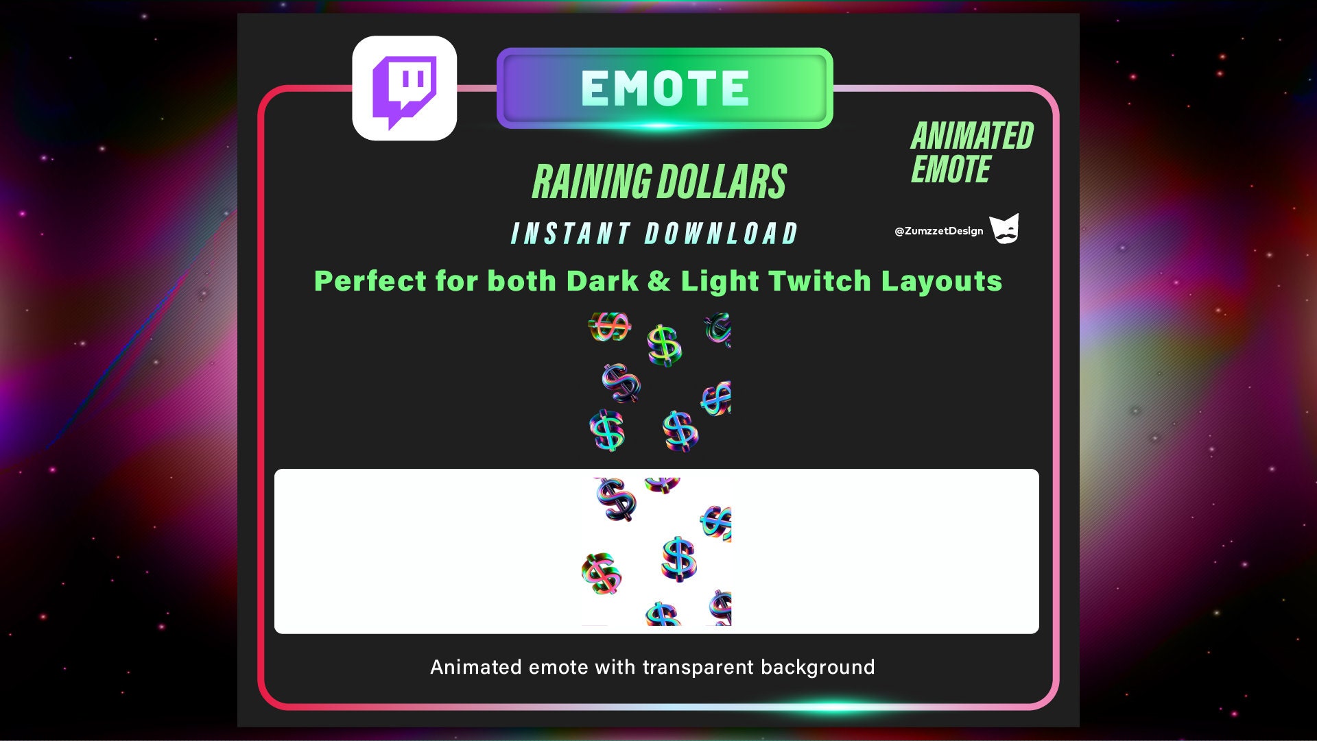 Animated Raining Dollar Sign Emote for Twitch (digital Download) - Etsy