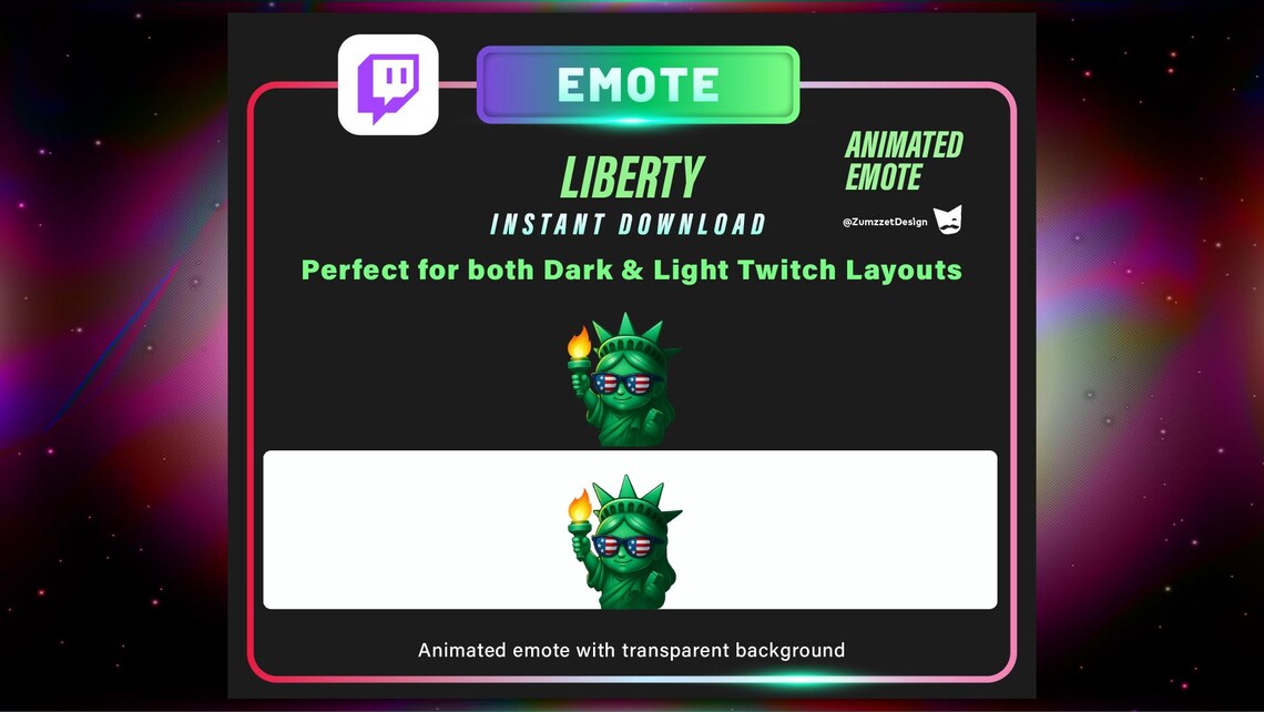 Animated Statue of Liberty Emote for Twitch - USA Streamer (digital ...