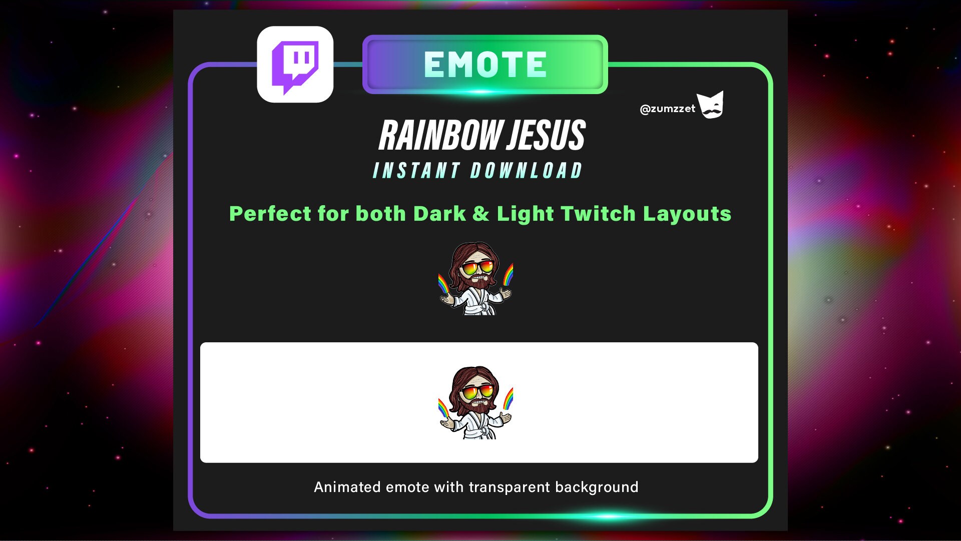 ANIMATED RAINBOW Jesus Emote for Twitch, Streamer, Gaming, Streaming ...