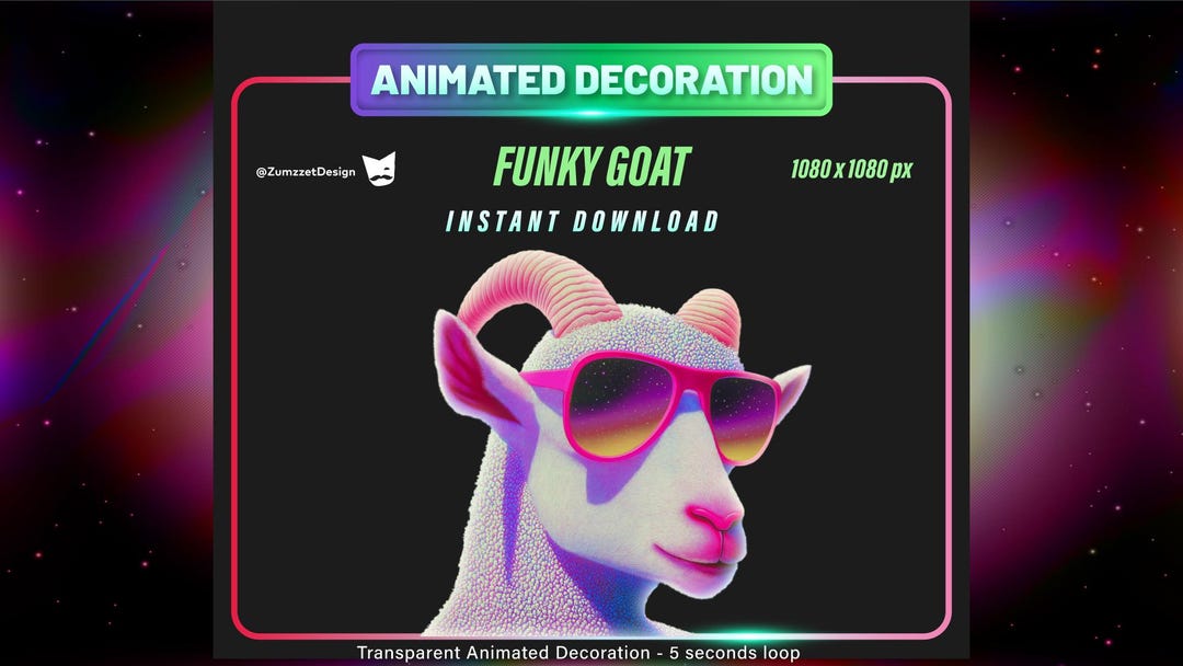Animated Pink Goat: Neon Rave Vtuber Overlay (digital File) - Etsy