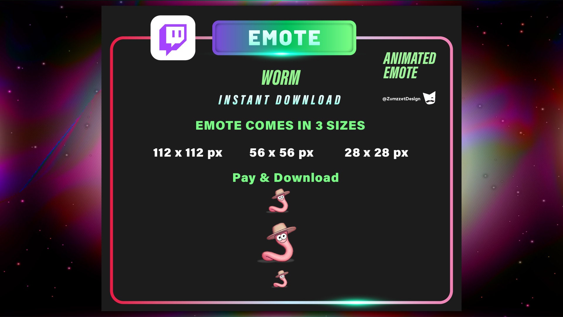 ANIMATED Cowboy Worm Emote for Twitch, Streamer, Gaming, Streaming ...