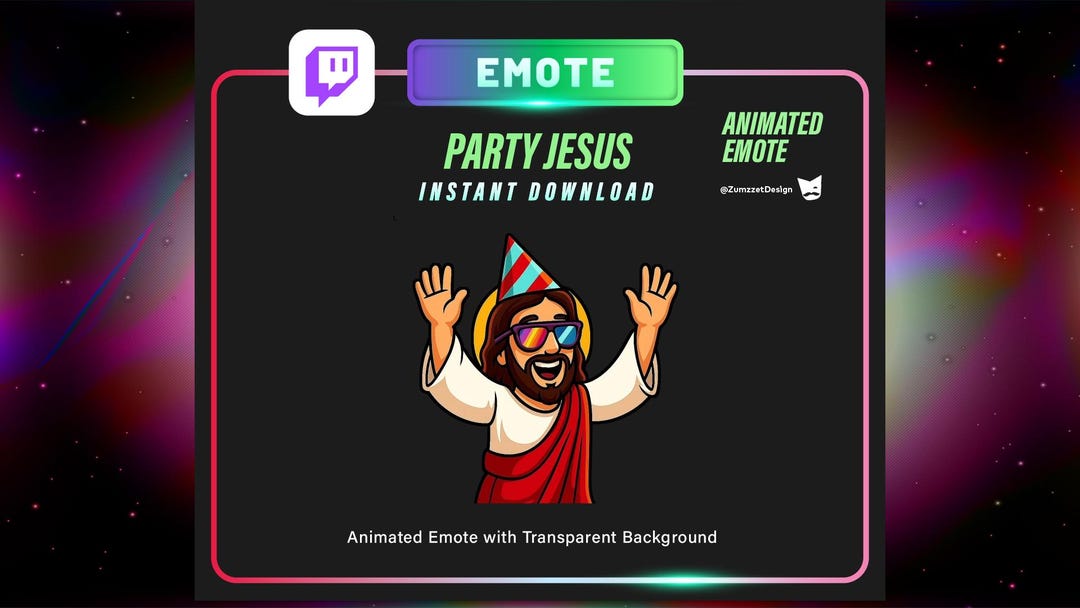 Animated Dancing Birthday Party Jesus Twitch Emote: Rave Party ...