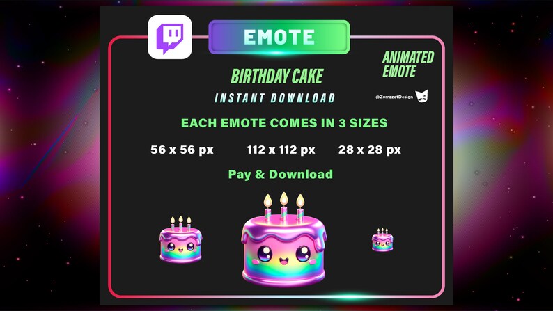 ANIMATED Pink Birthday Cake Emote for Twitch, Streamer, Gaming ...