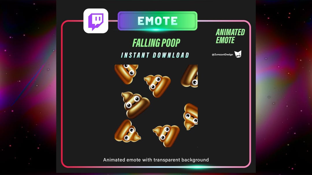 ANIMATED Falling Poop Emote, Cute Poop Emote for Twitch, Streamer ...