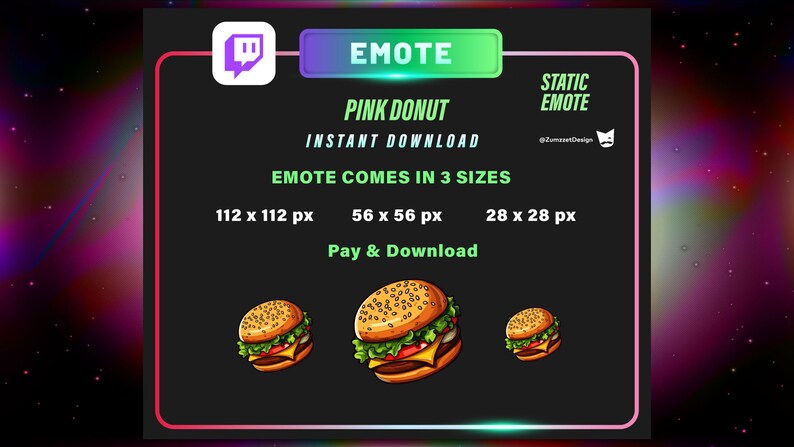 STATIC Burger Emote Set for Twitch, Streamer, Gaming, Streaming, Stream ...