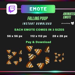 ANIMATED Falling Poop Emote, Cute Poop Emote for Twitch, Streamer ...