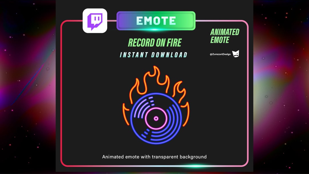 ANIMATED Neon Record on Fire Emote for Twitch, Streamer, Gaming ...