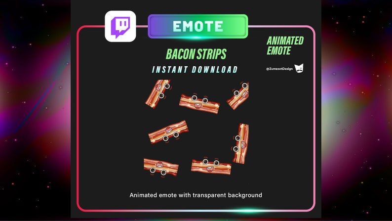 ANIMATED Raining Bacon Strips Emote for Twitch, Streamer, Gaming ...