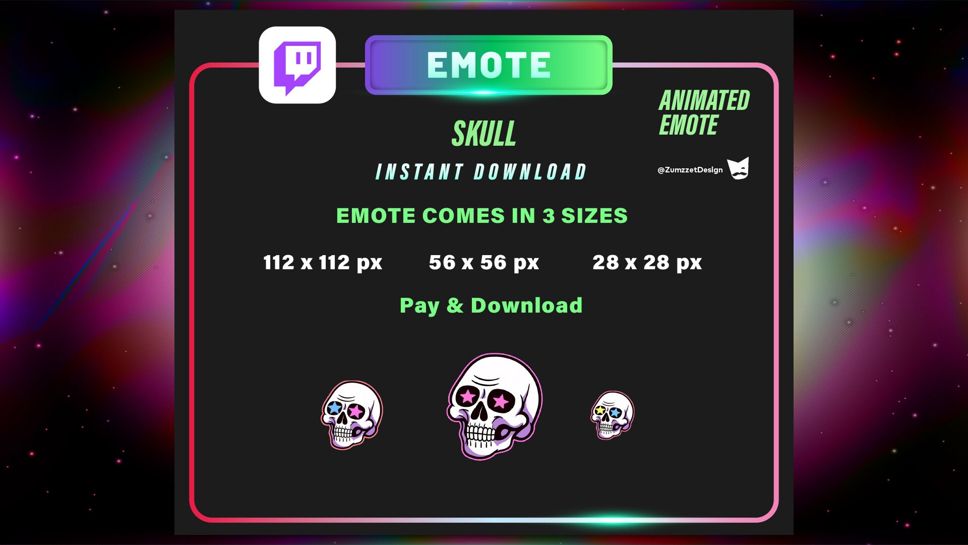 ANIMATED Skull Emote for Twitch, Streamer, Gaming, Streaming, Stream ...