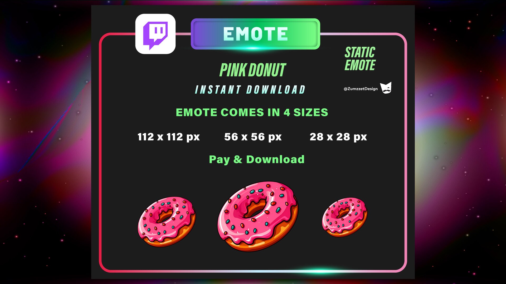STATIC PINK Donut Emote Set for Twitch Streamer Gaming - Etsy