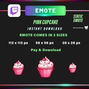 STATIC Pink Cupcake Emote Set for Twitch, Streamer, Gaming, Streaming ...