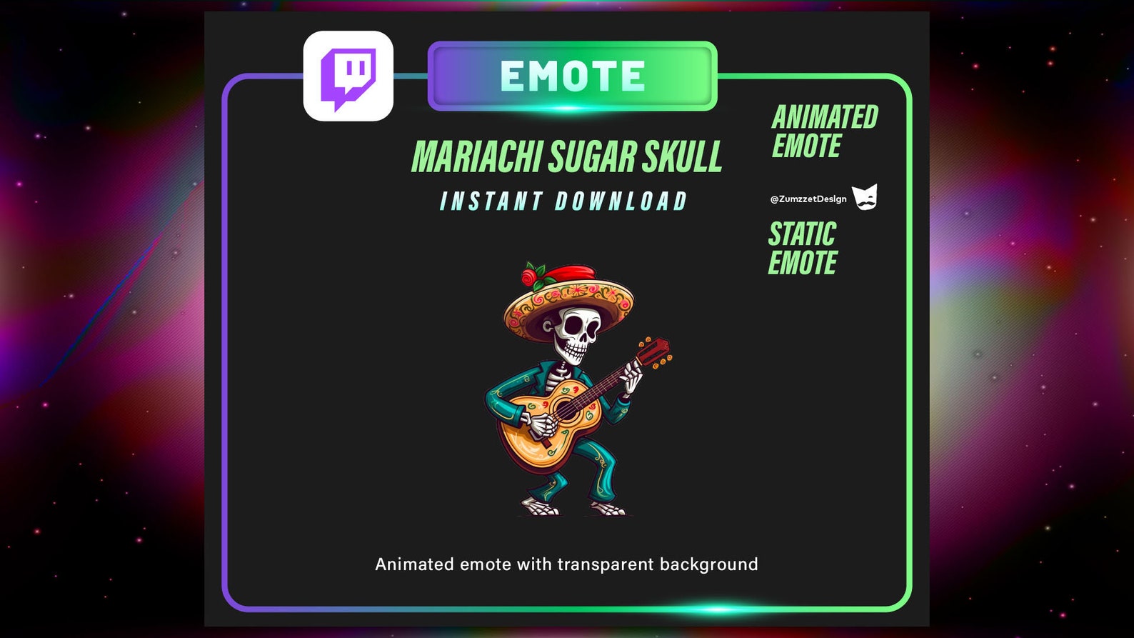 ANIMATED STATIC Sugar Skull Emote for Twitch, Gaming, Streaming, Stream ...