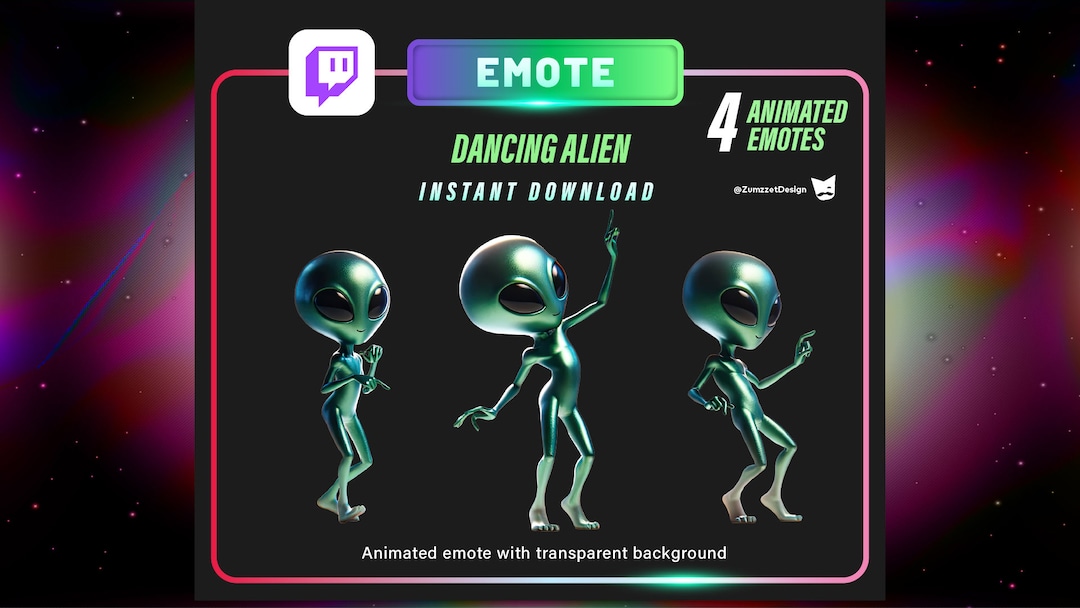 ANIMATED 4 Dancing Alien Emote for Twitch, Music Emote, Dj Emote ...