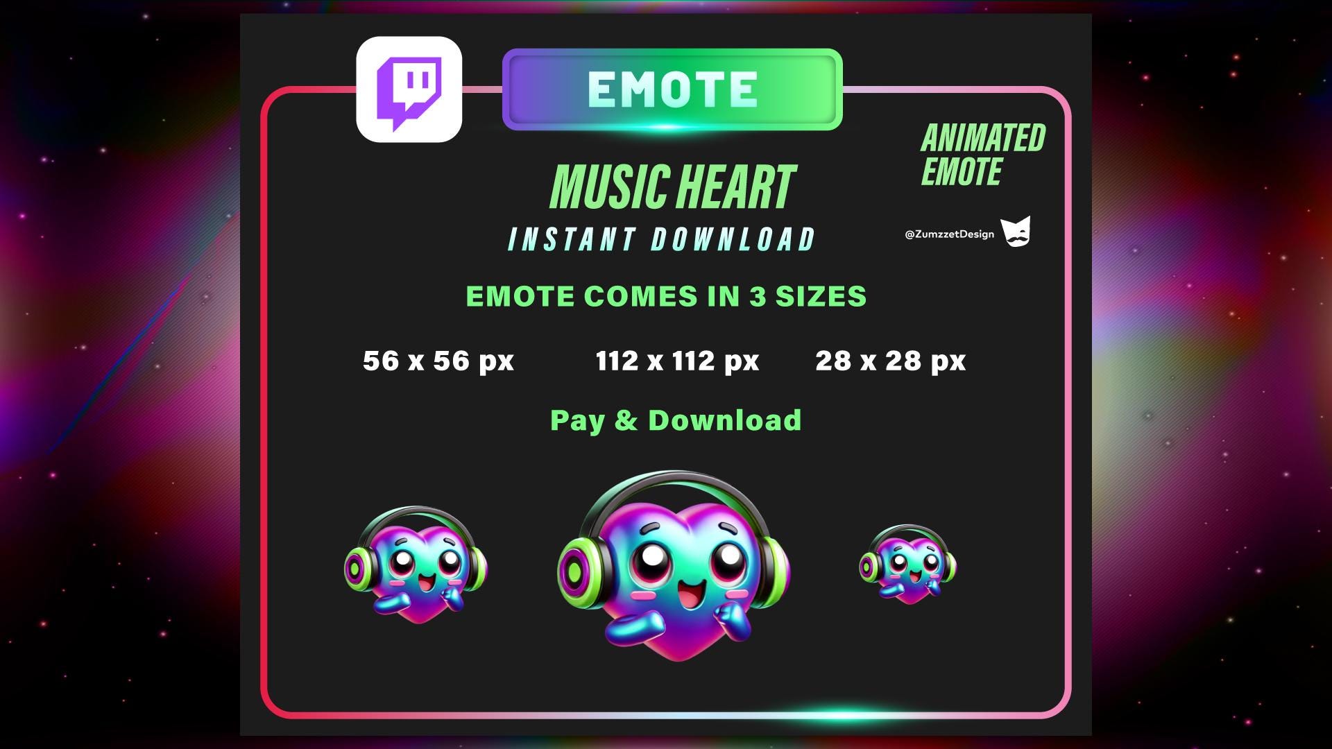 Dancing Heart Animated Emote: Techno Stream Decoration (digital ...