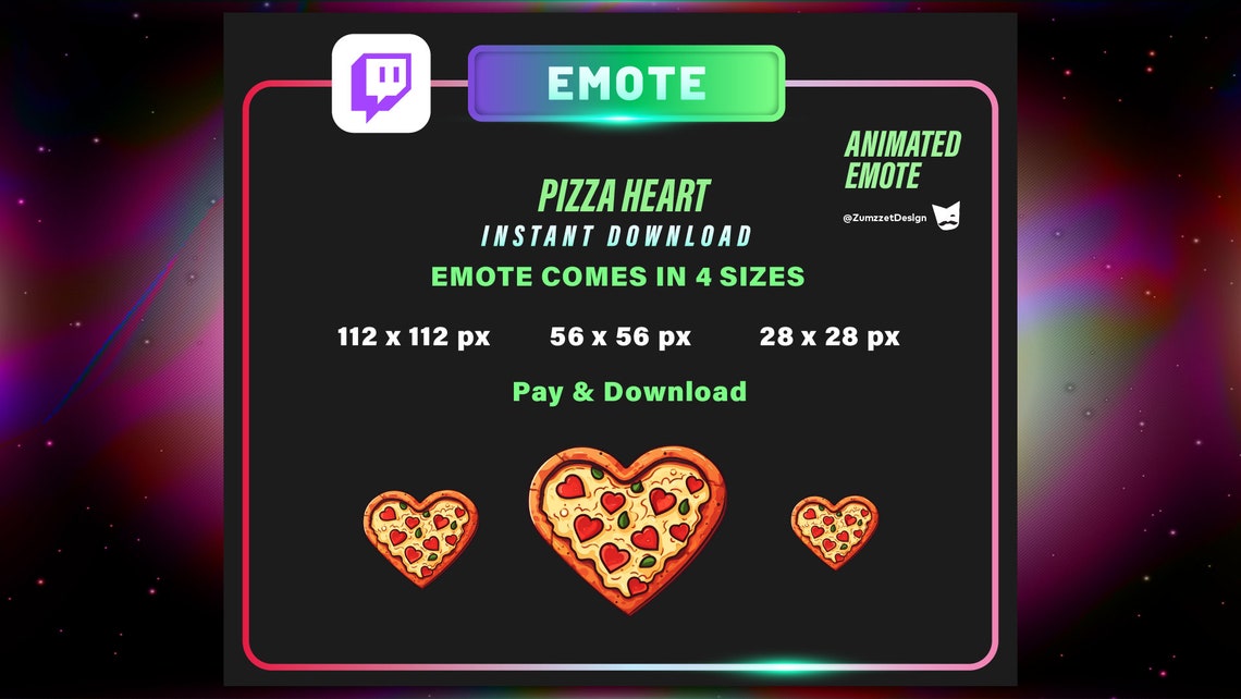 ANIMATED + STATIC Pepperoni Pizza Heart Emote for Twitch, Streamer ...