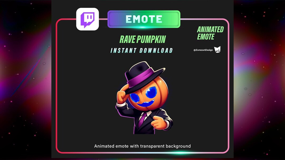 ANIMATED Rave Pumpkin Emote for Twitch, Streamer, Gaming, Streaming ...