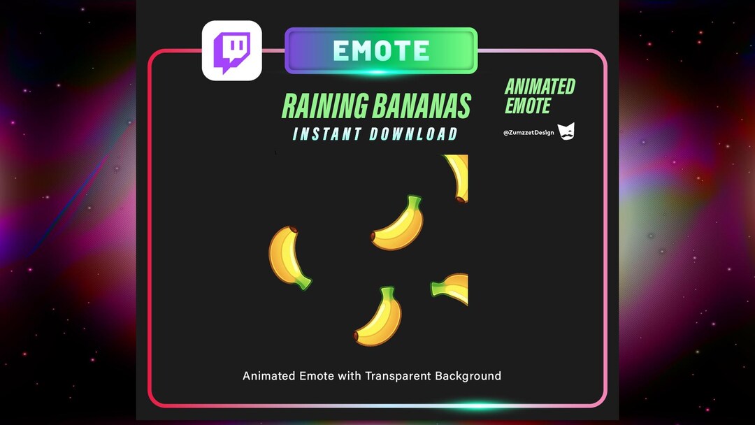 ANIMATED Raining Bananas Emote for Twitch, Streamer Fun Emotes ...